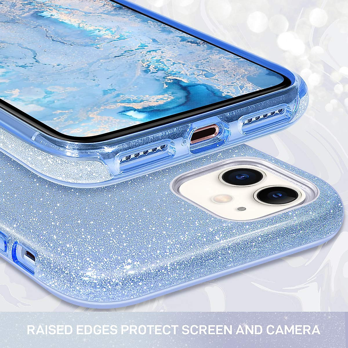 MILPROX Case Compatible for iPhone 11, Bling Sparkly Glitter Luxury Shiny Sparker Shell, Protective 3 Layer Hybrid Anti-Slick Slim Soft Cover for iPhone 11 6.1 inch (2019)-Blue