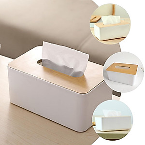 Alipis Bamboo Tissue Box Cover Holder Facial Tissue Dispenser Box Rectangle Paper Tissue Napkin Holder for Bathroom Kitchen Home Countertop