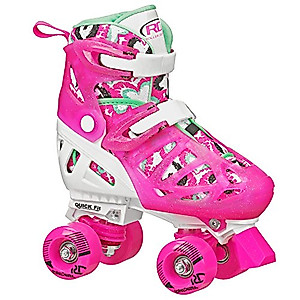 Roller Derby Trac Star Youth Girl's Adjustable Roller Skate White/Pink Size Medium (12-2)