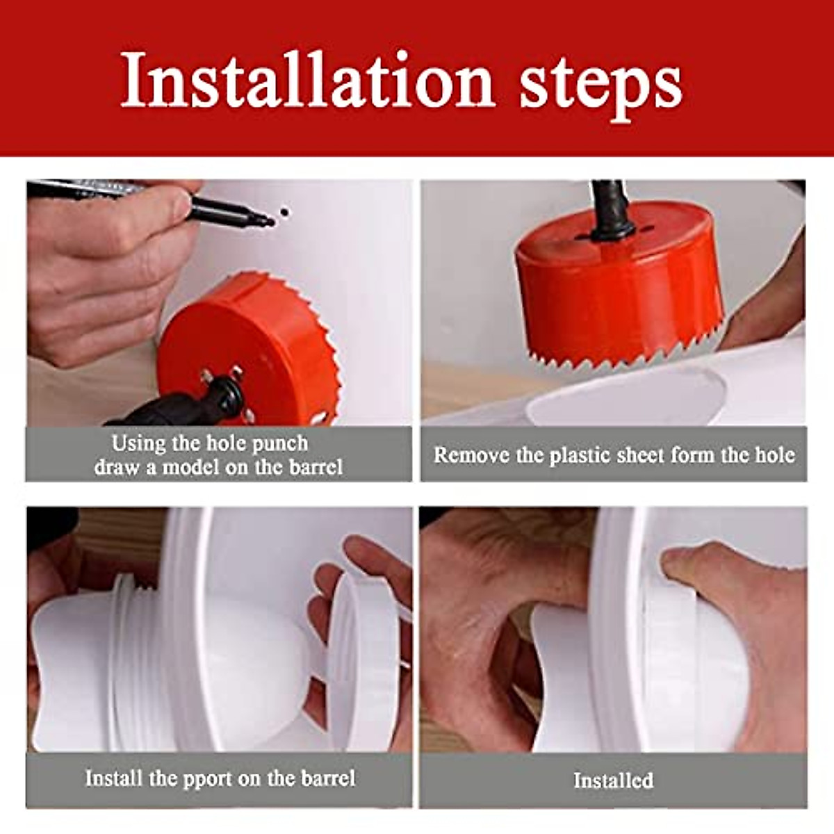 AIVEH 5 Pcs, Chicken Feeder No Waste, Fit for Buckets, Barrels, Bins, Troughs,Automatic Chicken Feeder for Rain Proof Poultry Feeder Port Gravity Feed(4 Ports,1 Hole Saw)