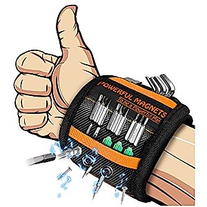 Tool Gifts for Men Magnetic Wristband - Stocking Stuffers Cool Gadgets Gift Ideas for Dad Him Husband Women on Fathers Day Christmas Valentines, Tool Belt Screw Holder Wrist Band with 15 Strong Magnet