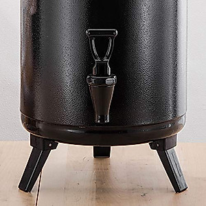 Stainless Steel Insulated Beverage Dispenser 12 Liter/3.17 Gallon with Spigot for Hot Tea & Coffee, Cold Milk, water, juice in parties, offices, Soup Family Party，weddings(Black)