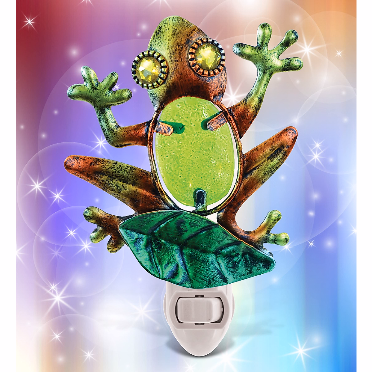 Puzzled Frog Night Light - 5.5 Inch Plug in Energy Efficient Decorative Socket Lamp, Manual On & Off Portable Lights for Stairway, Bedroom, Bathroom, Nursery, Home Accessory & Kitchen Decor