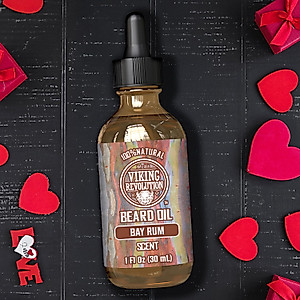 Viking Revolution Bay Rum Beard Oil for Men - Natural Softener and Conditioner with Argan & Jojoba Oils for Strengthening and Moisturizing