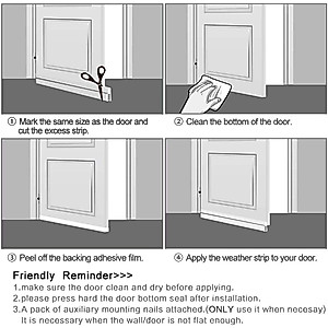 [New Upgrade] Door Draft Stopper Door Sweep, 3-2/5"W Widened Door Sweep Seal Gap Up to 1-4/5" for Interior & Exterior Doors - Keeping Draft, Noise, Dust and Unwanted Animals Out,3-2/5"W x 39" L,White…