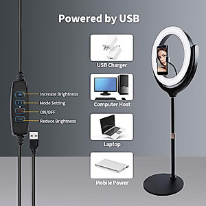 Auckoue 12'' Ring Light with Stand & Phone Holder, Dimmable Selfie Ring Light with Mirror, Desktop led Ring Light for Laptop Computer Video Conference, Live Streaming, YouTube, Vlogging, Makeup