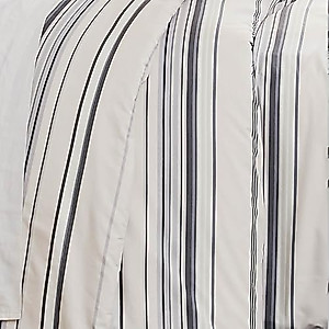 Southshore Fine Living, Inc. 3-Piece King Size Comforter Set, Down Alternative Grey Striped Comforter with Matching Shams, Coverlet Bedspread for California/King Bed, Coastal Stripes Grey