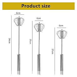 Semi-automatic Egg Beater, Stainless Steel Egg Beater Hand Mixer Automatic Turning Egg Mixer(One set)