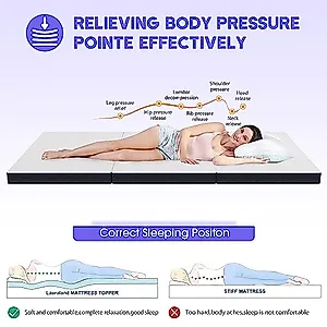 4 inch Memory Foam Tri Folding Mattress/Portable Foldable Mattress Topper with Washable Cover Non-Slip Bottom for Camping, Guest, Floor RV, CertiPUR-US Certified,Small Twin