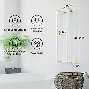 Kasxerku Towel Racks for Bathroom,Wall Towel Rack for Rolled Towels,Bathroom Wall Brushed Silver Stainless Steel Towel Rack,Wall Towel Storage, Bathroom Organization,Mounted Towel Rack
