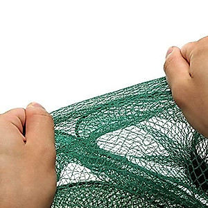 TPALPKT Folding Round Nylon Mesh Metal Frame Crab Fishing Net Bait Trap Cast Tackle Minnow Crawdad Shrimp Fishing Landing Accessory