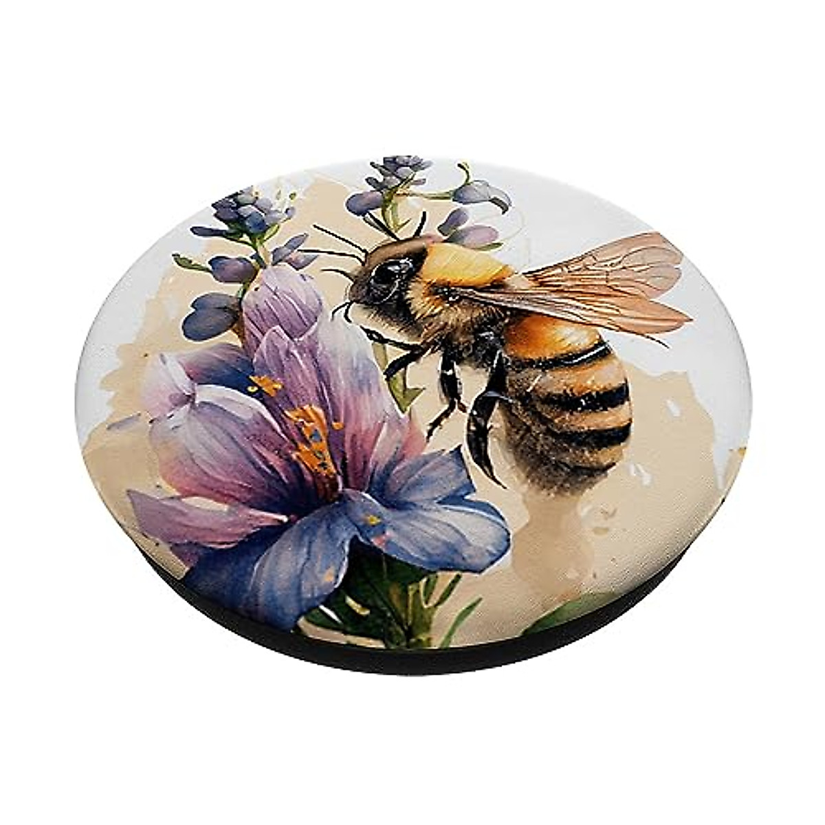 Bee on Flower Watercolor Illustration PopSockets Standard PopGrip