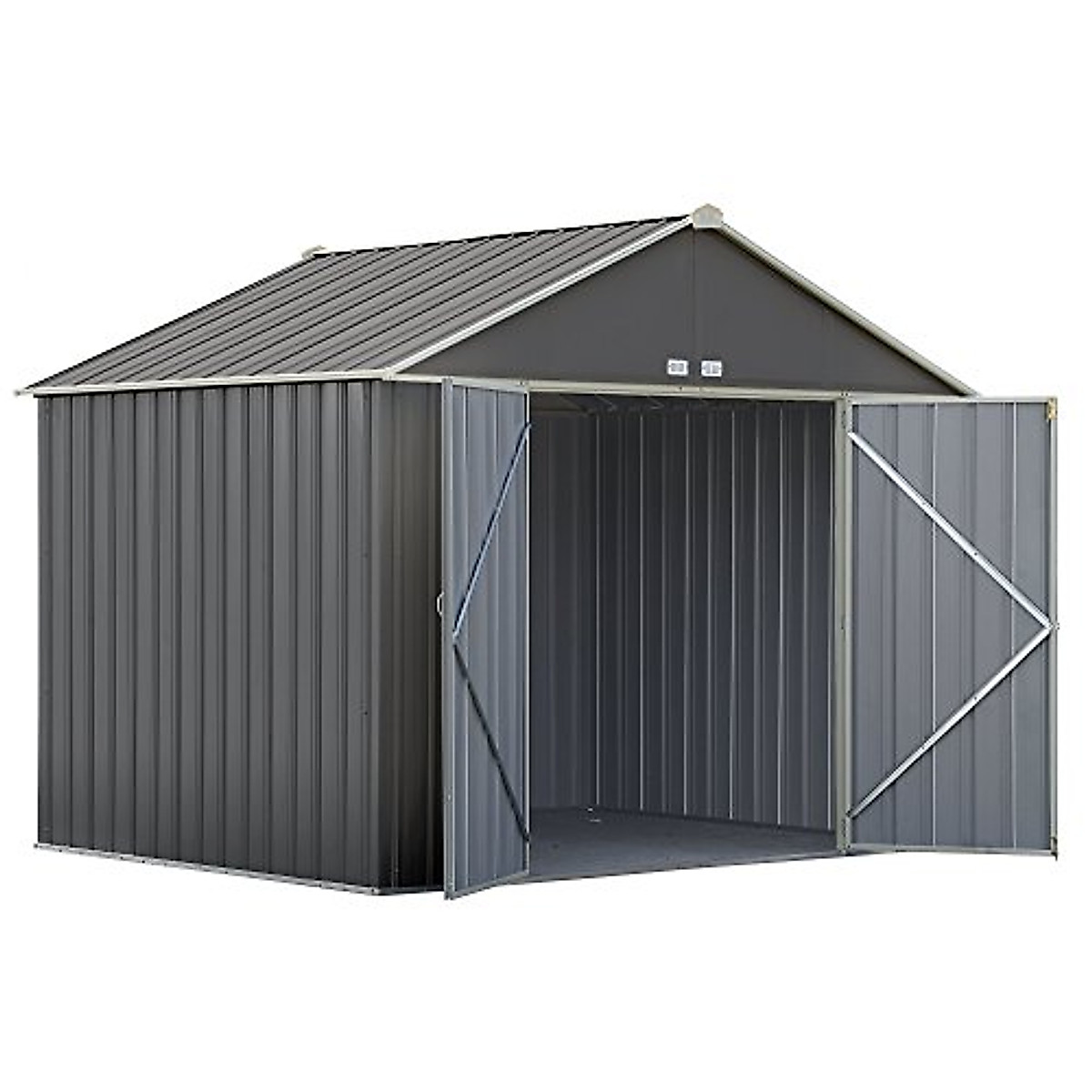 Arrow 10' x 8' EZEE Shed Charcoal with Cream Trim Extra High Gable Steel Storage Shed