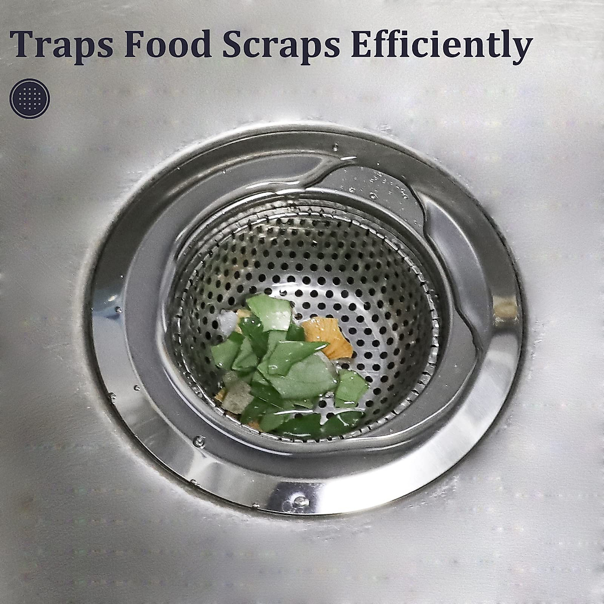 VMVN Kitchen Sink Strainer, Stainless Steel Sink Drain Strainers, 2pcs Drain Cover Stopper,4.5" Diameter for Kitchen Drain Basket,for Shower Bathtub Drain Hair Catcher