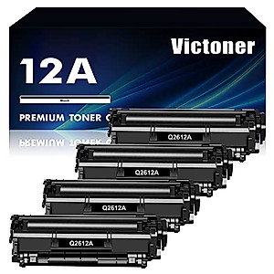 12A Black Toner Cartridge 4 Pack Compatible Replacement for HP 12A Q2612A Toner Cartridge for HP Laserjet 1010 1012 1015 1018 1020 1022 3015 3020 3030 3050 3050Z 3052 3055 Printer High Yield
