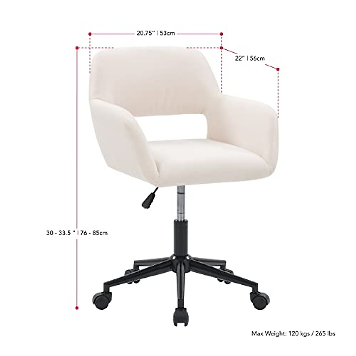 CorLiving Marlowe Fabric Upholstered Task Chair in Off White
