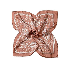 Yeaplike 4 Pcs 26.5×26.5 inches Silk Feel Satin Square Head Scarves for Women Neck Hair Scarves Hair Bandanas