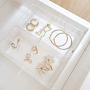 LotFancy Clear Plastic Drawer Organizer, 6'' x 3'' x 2'', Set of 3 Drawer Storage Containers Bins for Dresser Cosmetics Makeup, Stackable