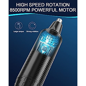 YUZHAII Ear and Nose Hair Trimmer, 8500RPM USB Rechargeable Nose Trimmer for Men and Women,Painless Nose Clippers Eyebrow Facial Hair Trimmer Kit,Dual Edge Blades for Easy Cleaning
