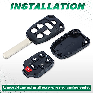 Beefunny Replacement Remote Car Key Shell Case Fob 6 Button for Honda Odyssey 2011-2013 (1)