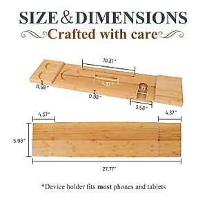 Ecochre Bath Tub Tray Wood, Bathtub Trays for Tub, Bath Caddy Tray for Wooden Bathtub Bath Tray for Tub, Bath Table Bath Board for Tub, Fits Most Bath Tubs, Idea for Women