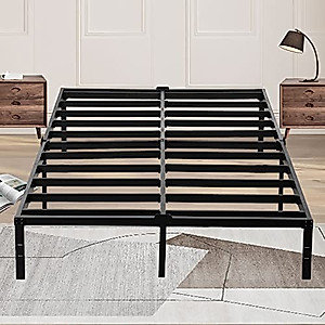 LIJQCI 14 Inch Queen Bed Frame, Metal Platform Bed Frames 3000 lbs Heavy Duty Steel Slat Support Easy Assembly Mattress Foundation Noise Free No Box Spring Needed, Black
