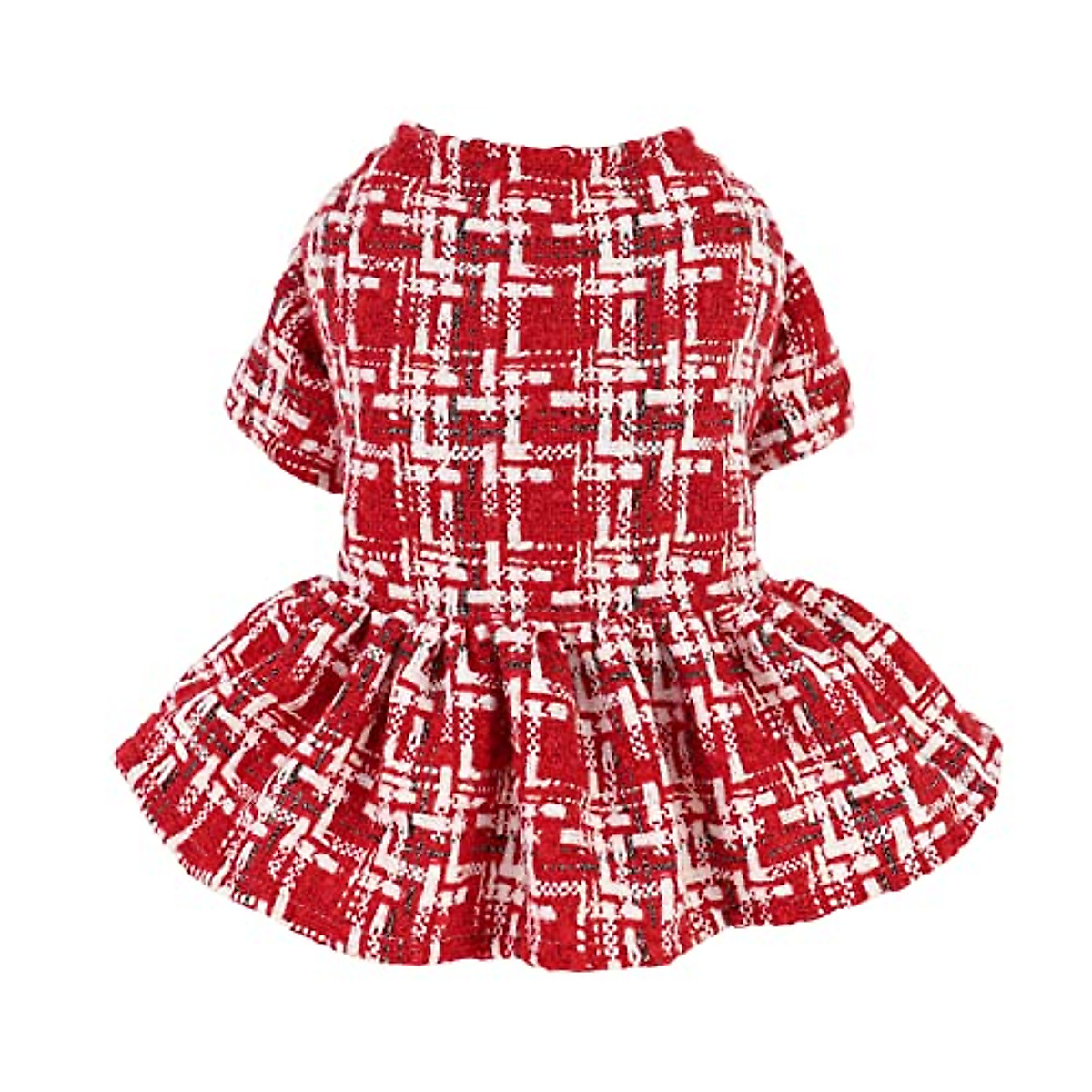 Fitwarm Vintage Dog Dress, Christmas Dog Clothes for Small Dogs Girl, Cat Winter Apparel, Red, Red, Medium