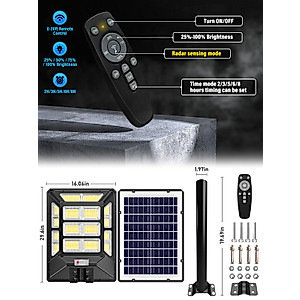 VENSSTNOR 3200W Solar Street Lights Outdoor - 320000LM 6500K 4 Levels Brightness Solar Flood Lights Motion Sensor Dusk to Dawn, IP67 Waterproof Solar Parking Lot Lights for Street,Garden,Yard,Path