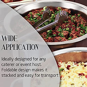 Restlrious Chafing Dish Buffet Set Round Stainless Steel 5QT Chafers and Buffet Warmers Sets for Catering, Complete Set with Water Pan, Food Pan, Fuel Holder and Lid in Gold Accents, 3 Pack