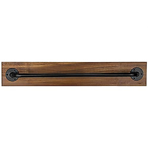 MyGift Rustic Burnt Wood Bathroom Towel Bar with Metal Rod, Wall Mounted Bath Towel Rack