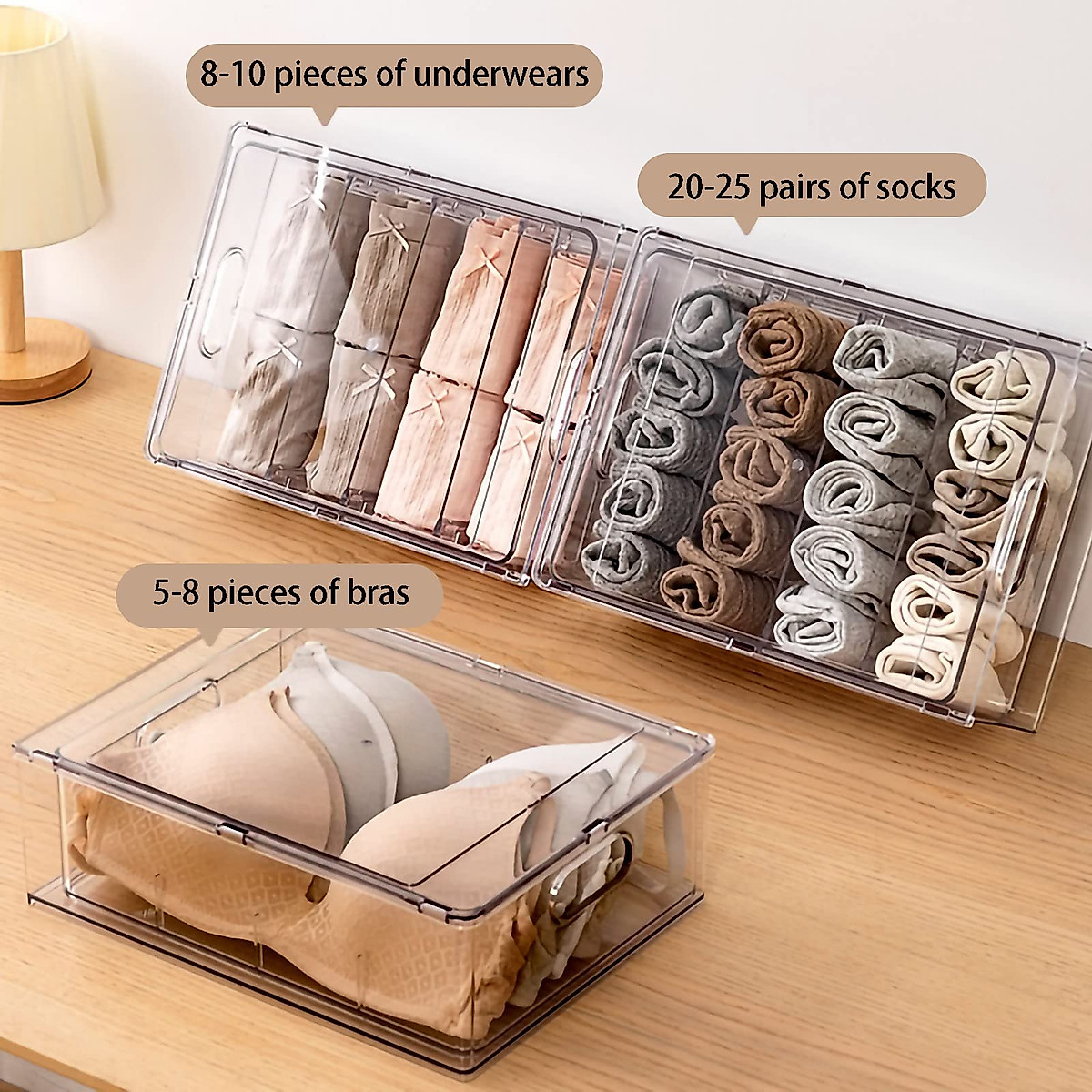 MANO 2Pack Clear Fridge Drawers Pull Out Stackable Refrigerator Drawer Organizer Bins Pantry Storage Box Plastic Food Containers for Kitchen Bathroom Office Closet (X-Large)
