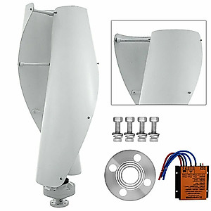 KONKENIE 12V 400W Helix Maglev Axis Wind Turbine Generator Vertical Generator Kit 3-Phase AC Permanent Magnet Generator with PWM Controller& 2 Blades for Boats Gazebos Cabins Mobile Homes White