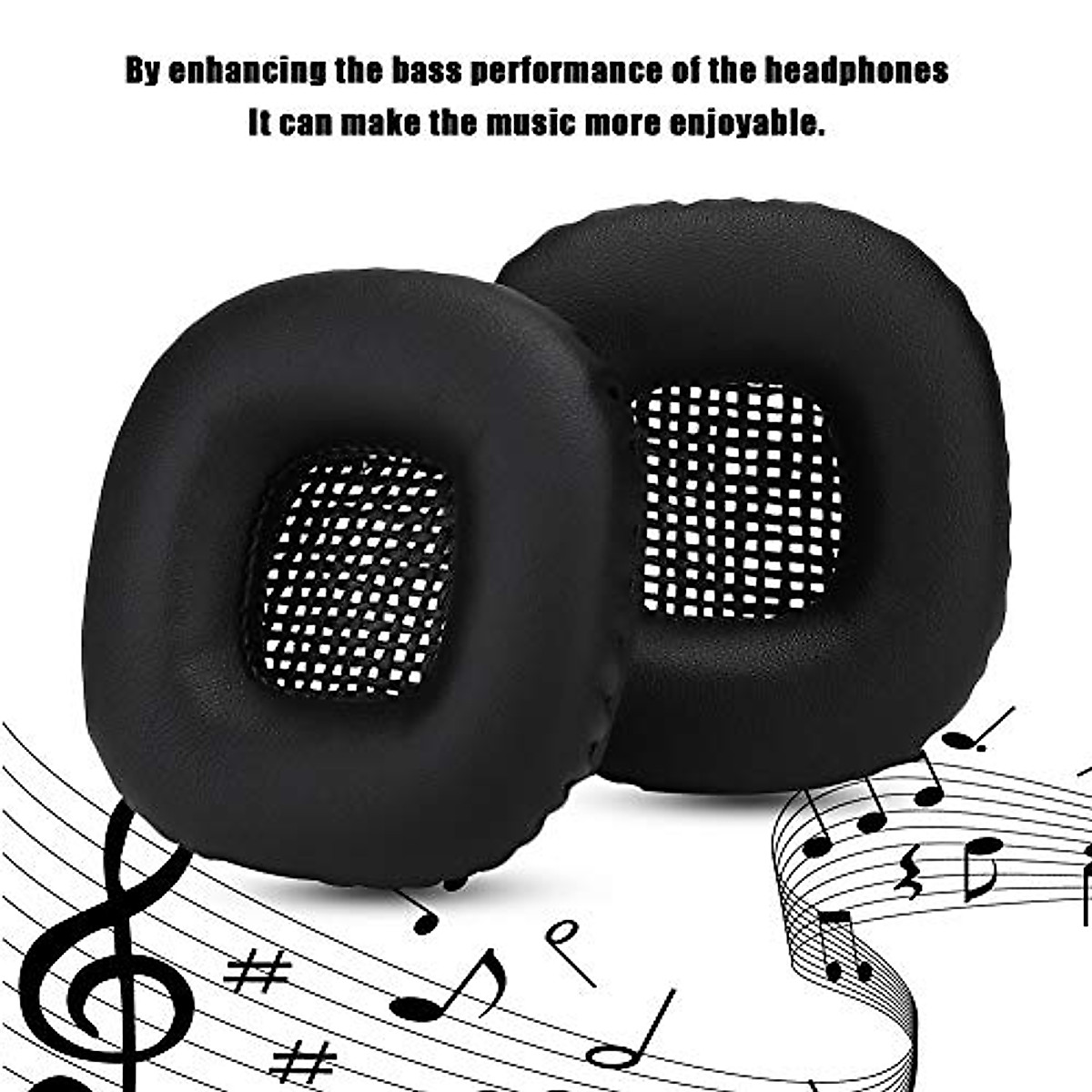 2Pcs Foam Earpads Soft Replacement Ear Pads Cushion Cotton Headset Earpads Suitable for Marshall Major Headphone Black