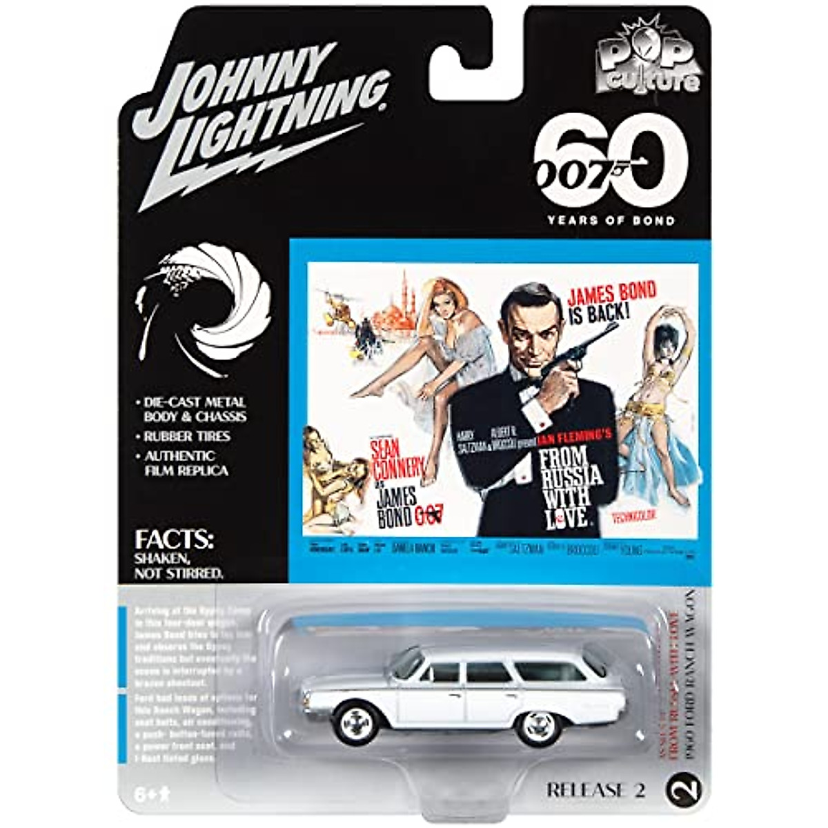 1960 Ranch Wagon White 007 "from Russia with Love (1963) Movie Pop Culture 2022 Release 2 1/64 Diecast Model Car by Johnny Lightning JLPC007-JLSP258
