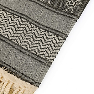 GERINLY Skeleton Shemagh Scarf Palestine Men Tactical Military Desert Scarf Summer Cotton Arab Wrap Shawls Dustproof (Beige)