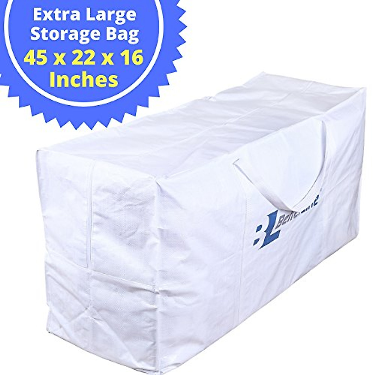 Extra Large Storage Bag - Heavy Duty 45x22x16 Inches Huge Tote Duffel with Max Load of 100 lbs. (45kg) - Tear-resistant & Water-resistant Polypropylene Woven Cloth, With Zippers