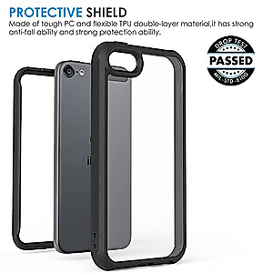 Puxicu iPod Case Compatible with iPod Touch 7th & 6th & 5th Generation,Build in Screen Protector,Heavy Duty Shock Resistant Hybrid Rugged Cover for iPod Touch-Black