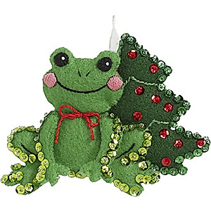 Bucilla Felt Applique 6 Piece Ornament Making Kit, Hoppy Holidays, Perfect for DIY Arts and Crafts, 89468E