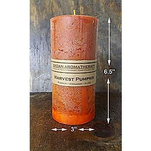 Harvest Pumpkin Spice Cinnamon Clove Scented Pillar Candle Set (3 Piece Set, Rustic, Dark Orange)