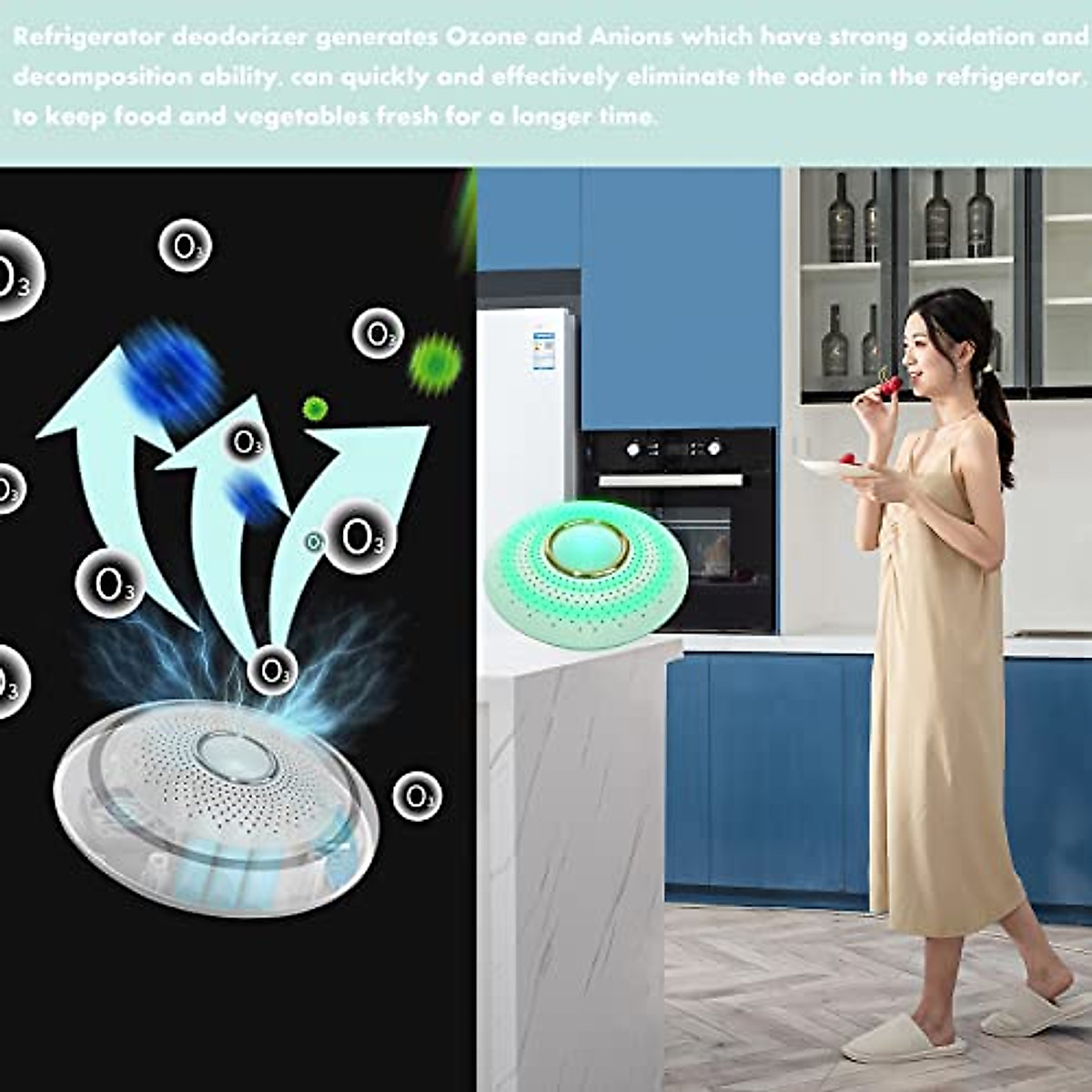 WARMON Refrigerator Deodorizer,Portable USB Rechargeable Refrigerator deodorizer, Outperforms Than Baking Soda and Charcoal Bags,Fridge and Freezer Odor Absorber to Keep Food Fresh Longer(Green)