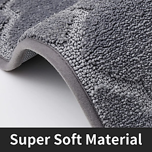 COSY HOMEER Soft Kitchen Rugs [2 PCS] for in Front of Sink Super Absorbent Kitchen Floor Mats and Mats 20x30 Inch/20X48 Non-Skid Kitchen Mat Standing Mat Washable,Polyester,Grey