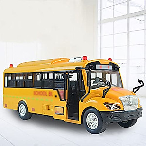 LZYDQP Diecast Yellow Bus Toy for Kids - Pull Back Car with Cool Opening Doors and Rubber Tires - Durable Diecast Metal - Birthday for Boys and Girls