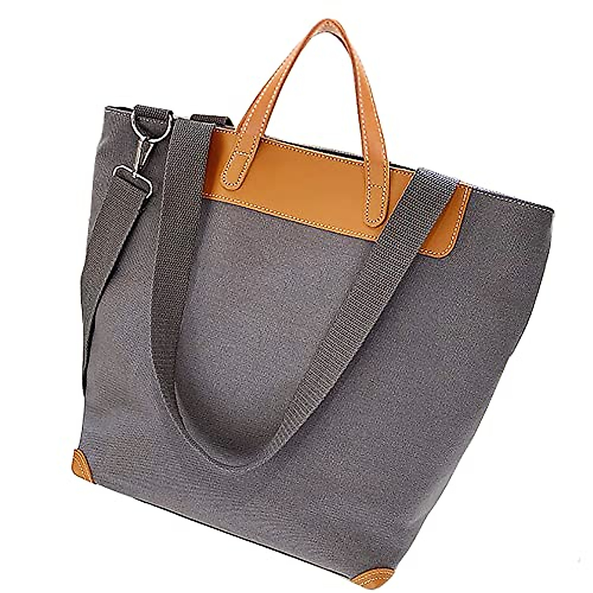 Bydenwely Casual Daily Canvas Tote Shoulder Satchel Bag with Zipper, Multifunctional Practical Large Capacity Handbag for Everyday Carry for Work School Shopping Traveling Beach Sports (Lilac Grey)