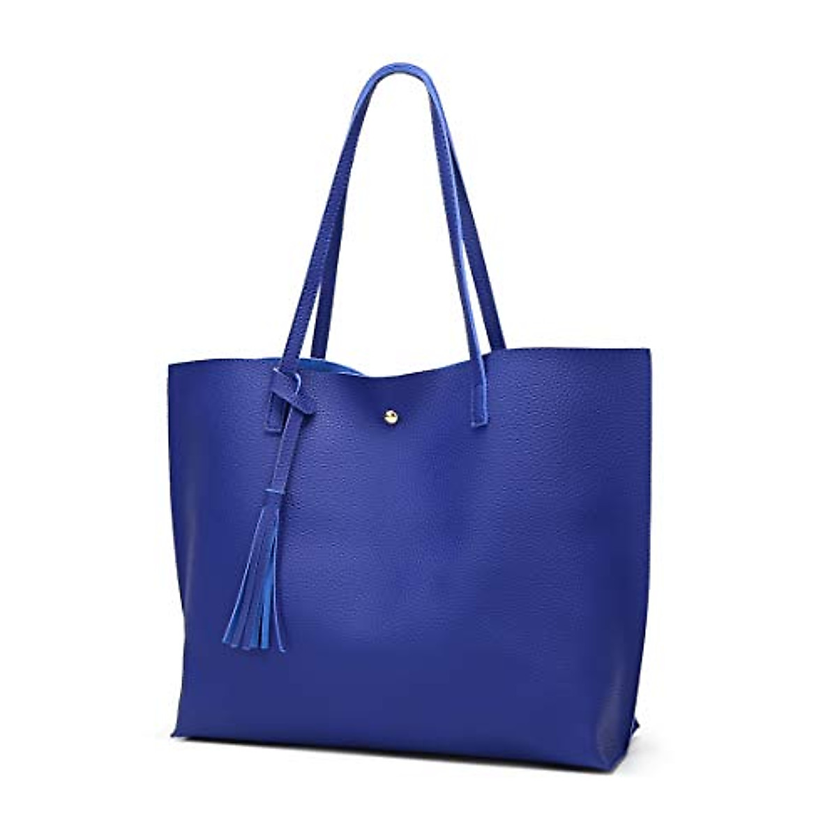 Dreubea Women's Soft Faux Leather Tote Shoulder Bag from, Big Capacity Tassel Handbag Royal Blue