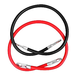 AICEL 4 AWG Battery Cables Set with Terminals, Pure Copper Battery Inverter Cables with 3/8 Inch Lugs, Power Wire (Positive and Negative) for Solar ATV RV Boat Automotive Marine Motorcycle (18")