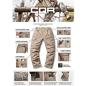 CQR Men's Tactical Pants, Water Resistant Ripstop Cargo Pants, Lightweight EDC Work Hiking Pants, Outdoor Apparel, Duratex Ripstop Tundra, 38W x 32L