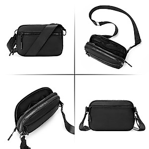 WESTBRONCO Small Crossbody Bags for Women Nylon with Adjustable Strap, Mini Crossbody Purse, Fahion Shoulder Bag for Traveling Workout Black