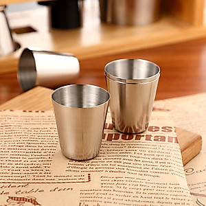 Yardwe 1 Set Stainless Steel Cups Metal Drinking Glasses Stainless Steel Shot Cups Stackable Pint Cup for Home Camping ( 4 Small Shot Glasses Cup Holder )