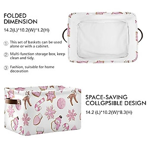Pink Christmas Cookies Storage Basket Bins Foldable Laundry Hamper Toy Storage Bins Box Organizer for Office Bedroom Clothes Bedroom Living Room,1 pcs