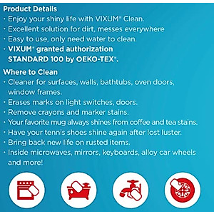 VIXUM CLEAN Miracle Eraser Original Cleaning Pads, White, Shoe, Kitchen, Bathroom and Shower Cleaner, 50 Count